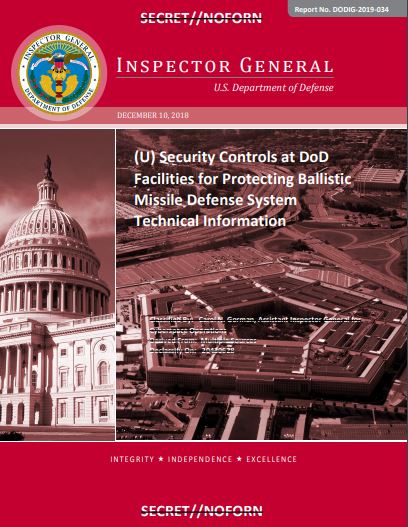 IG Says DoD Not Properly Protecting Technical Missile Defense Info ...