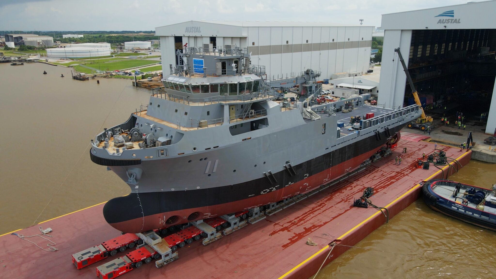 Austal USA Launches First Steel Ship, the Navajo-class T-ATS 11 ...